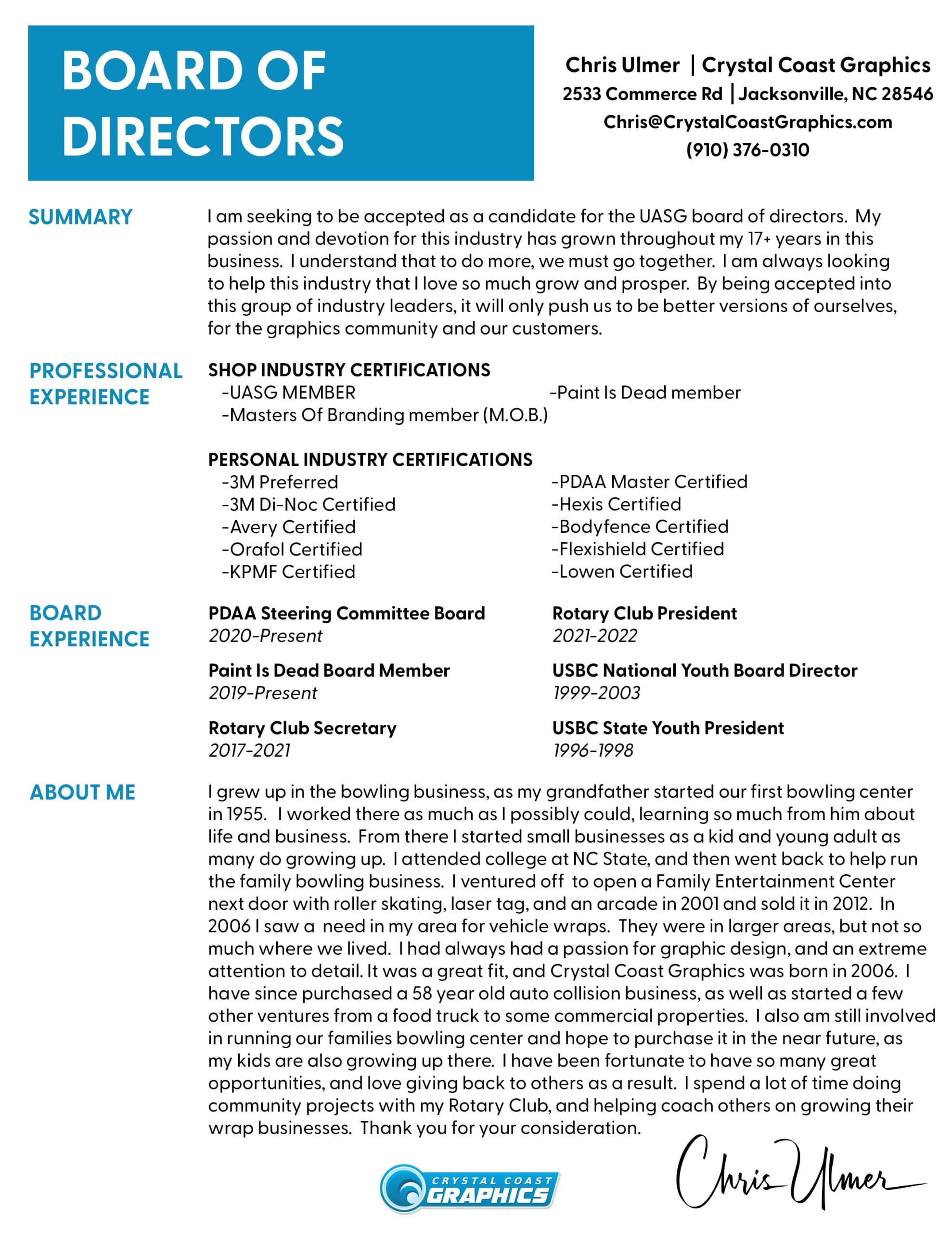 Board of Directors Voting - United Application Standards Group